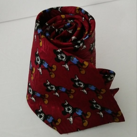 Disney | Accessories | Disney Mickey Mouse Burgundy Mens Tie | Poshmark